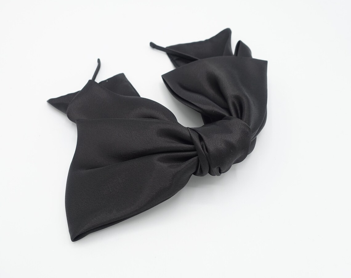 Satin Bow Headband Droopy Style Layered Retro Hairband for - Etsy