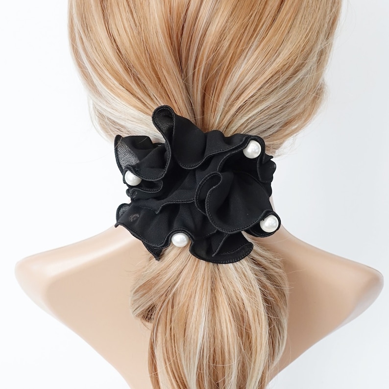 Pearl Chiffon Scrunchies Women Hair Elastic Scrunchie - Etsy