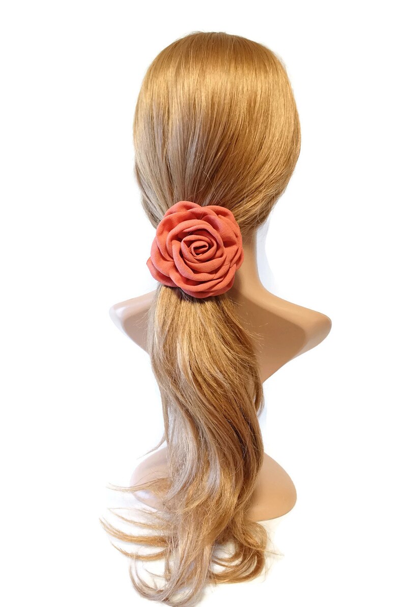 Rose Ponytail Holder Linen Blend Discolored Petal Flower Hair - Etsy