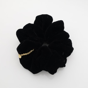 Black Silk Velvet Scrunchies Soft Fabric Velvet Hair Scrunchie Women ...