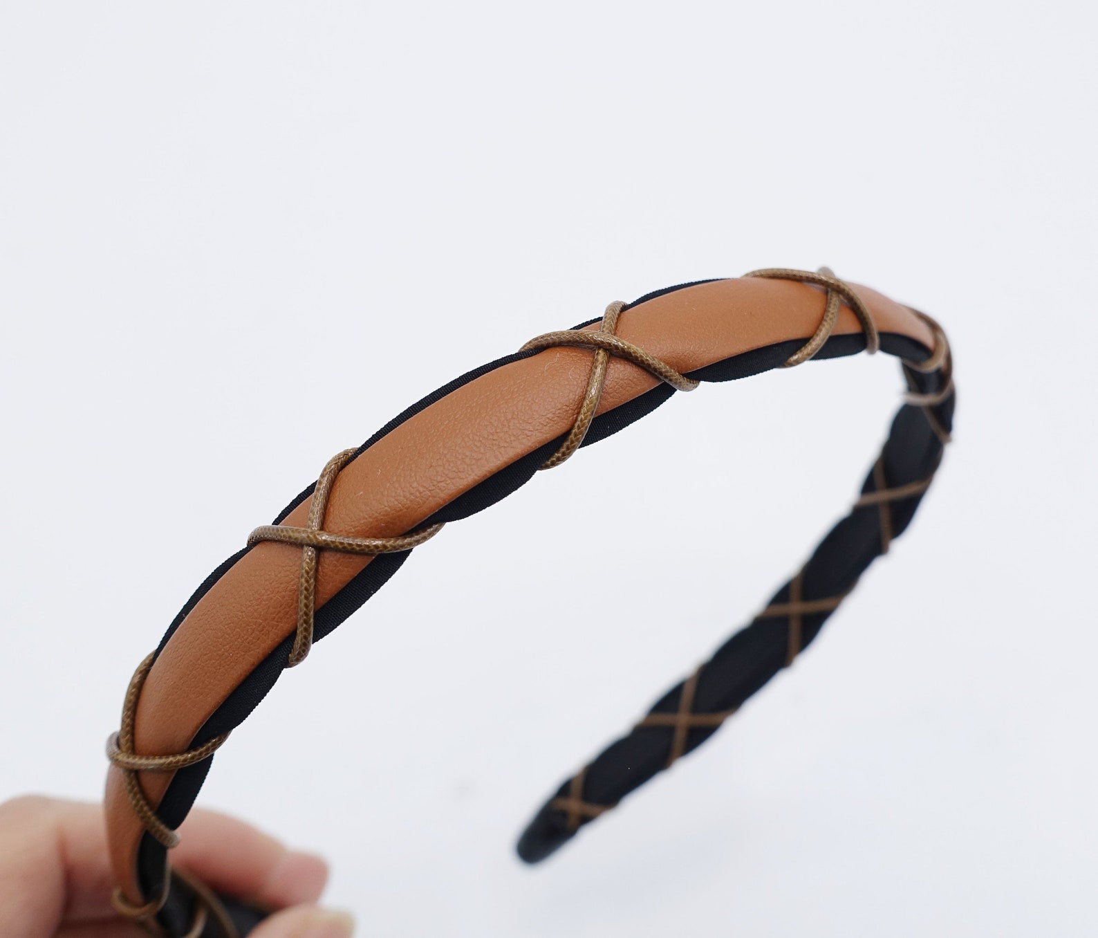 String X Knot Decorated Leather Headband - Etsy