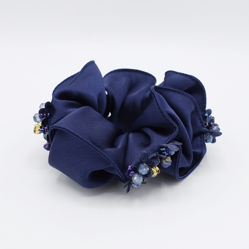 Satin Scrunchies Rhinestone Beads Embellished Scrunchie - Etsy
