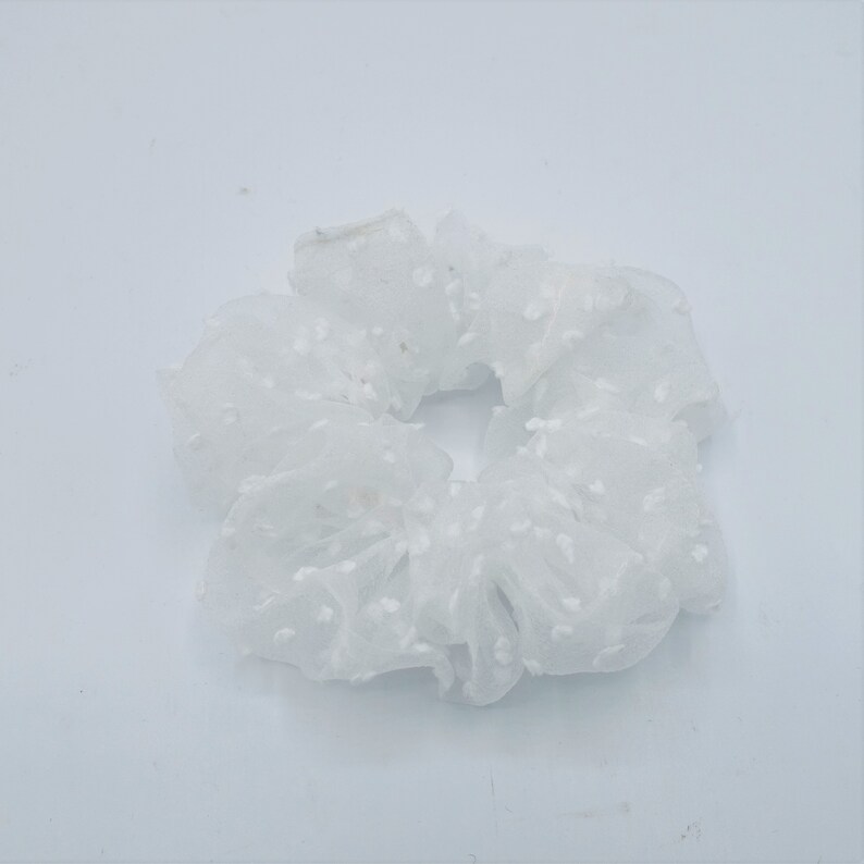 Mesh Translucent Scrunchies Fuzzy Fabric Dot Scrunchie Women Hair ...