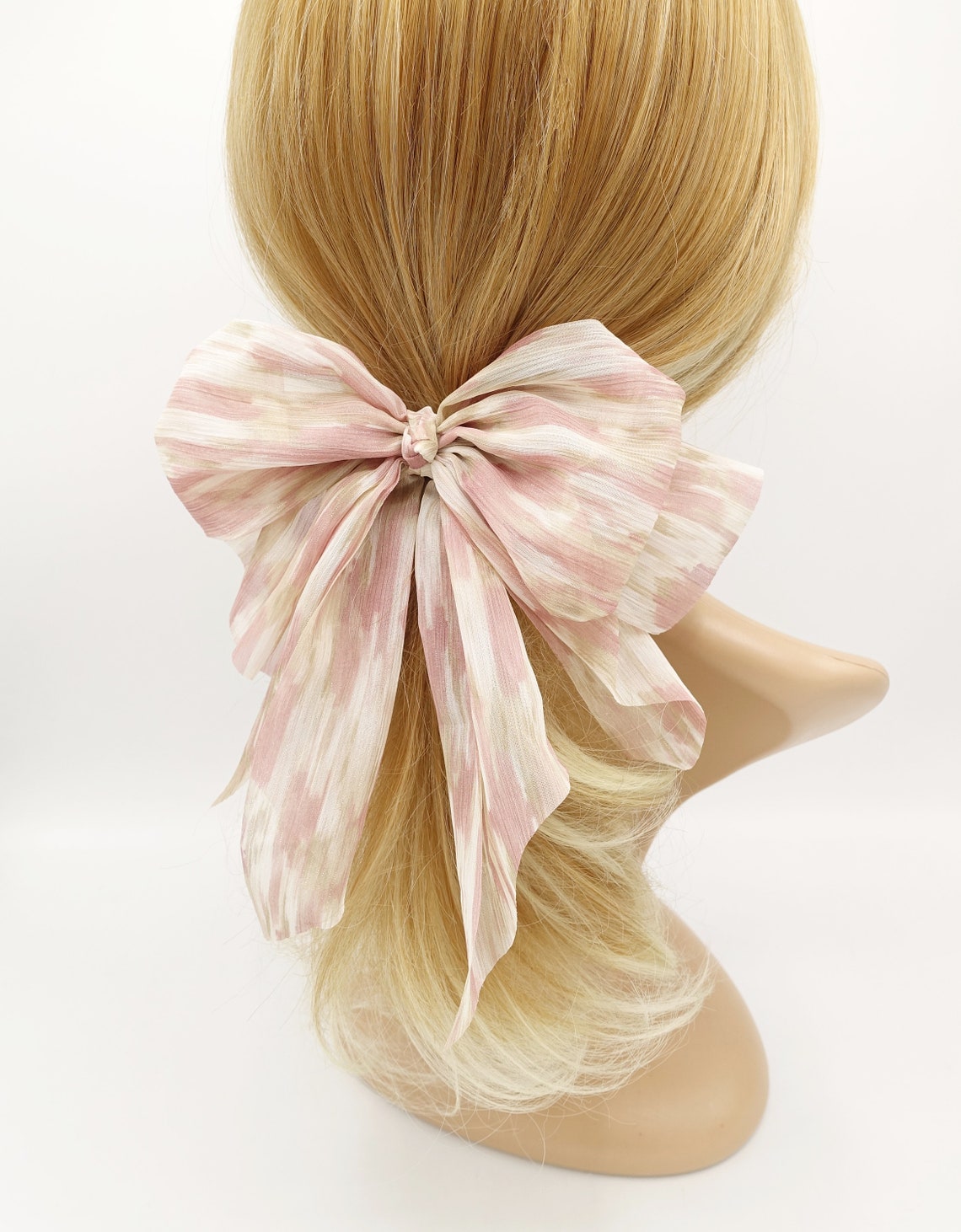 Chiffon Stripe Color Dye Hair Bow for Women - Etsy