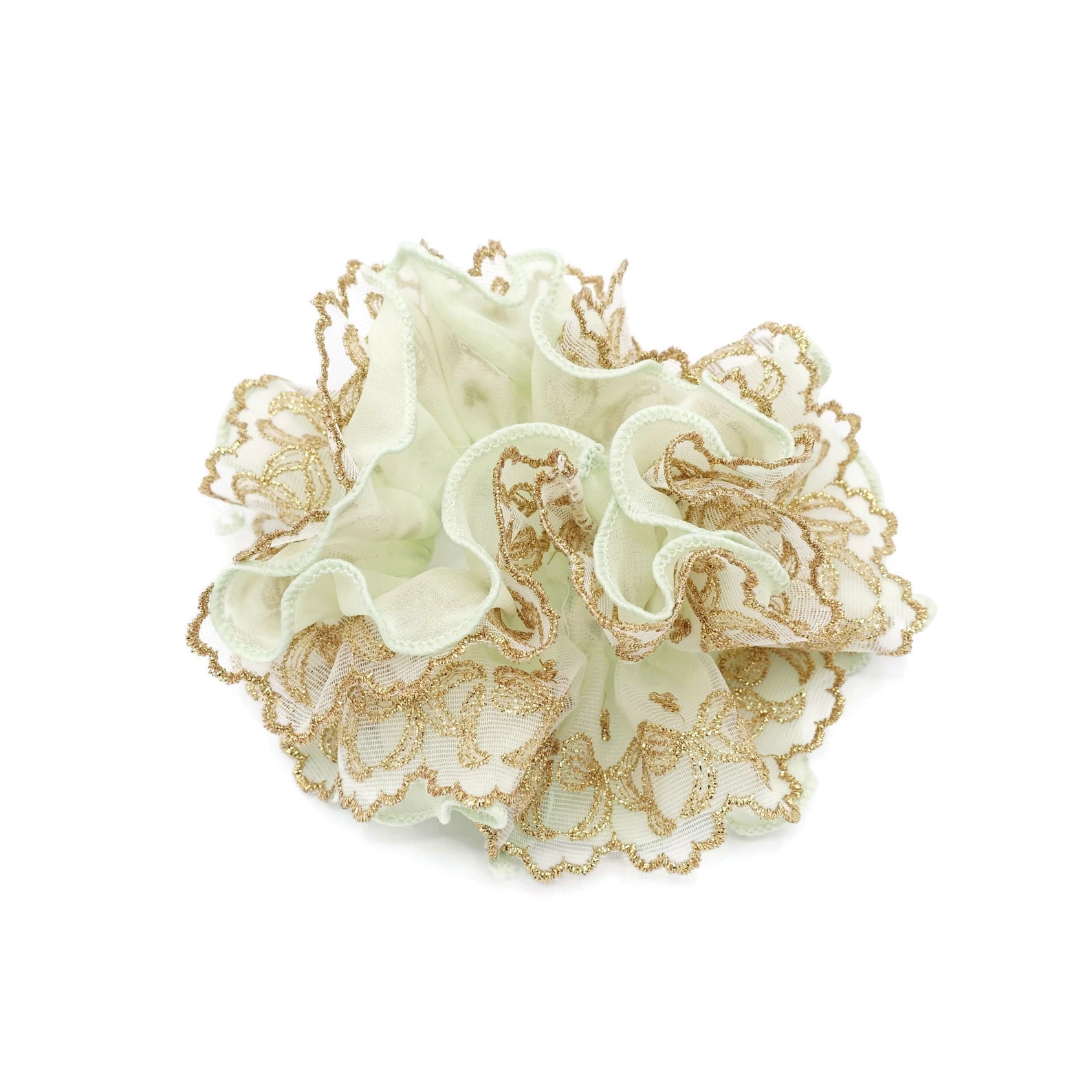 Golden Thread Mesh Lace Chiffon Scrunchies Woman Elastic Hair ...
