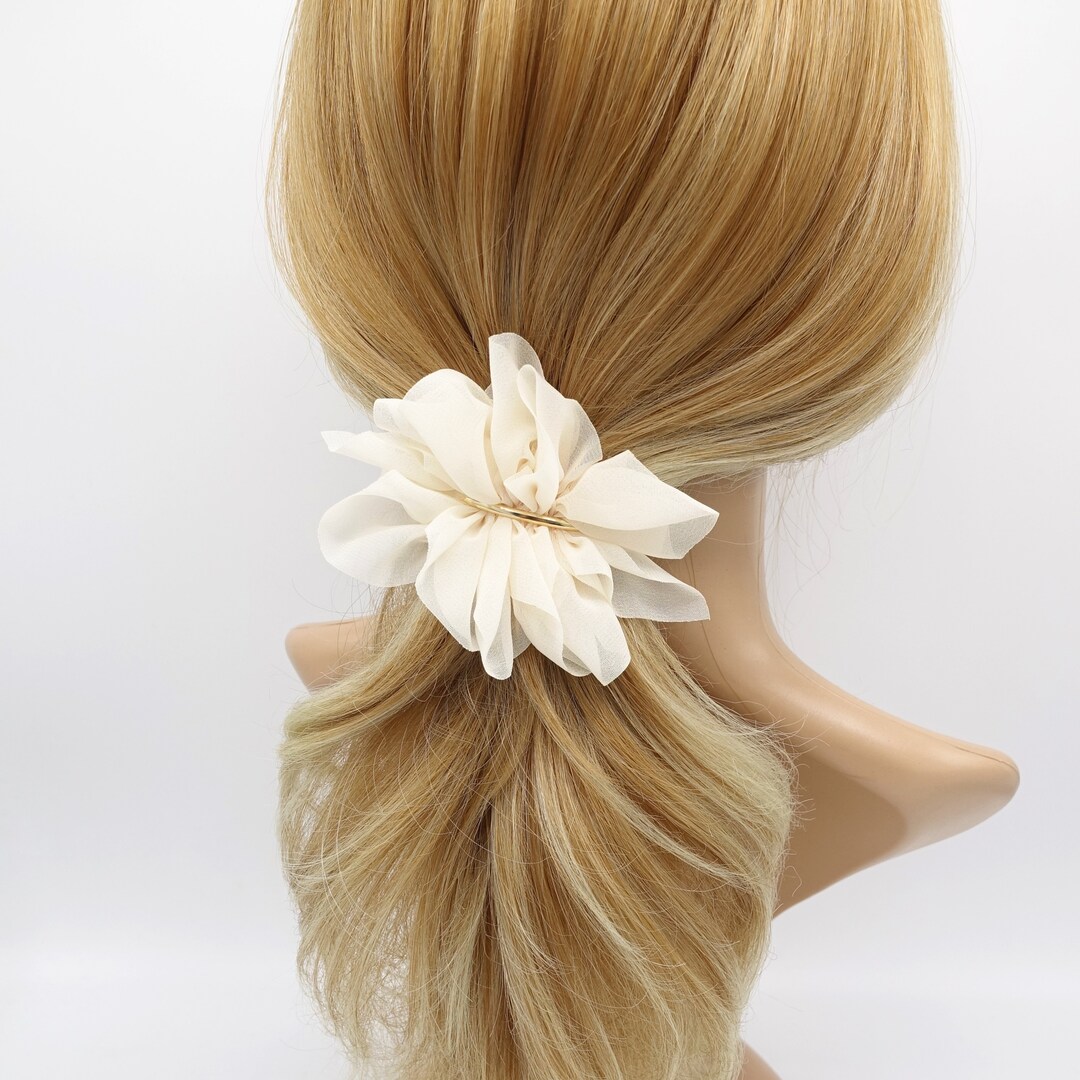 Chiffon Flower Barrette: Ruffle Hair Accessory - Etsy
