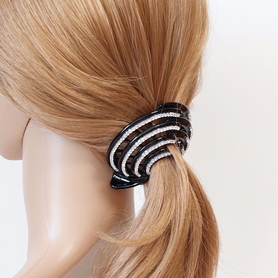 Rhinestone Circle Crescendo Ponytail Clip Women Crystal - Etsy