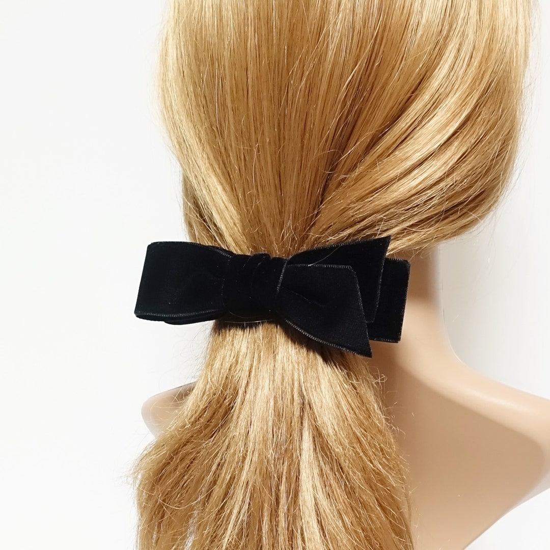 Velvet Layer Bow Diagonal End Simple Stylish Women Bow French - Etsy