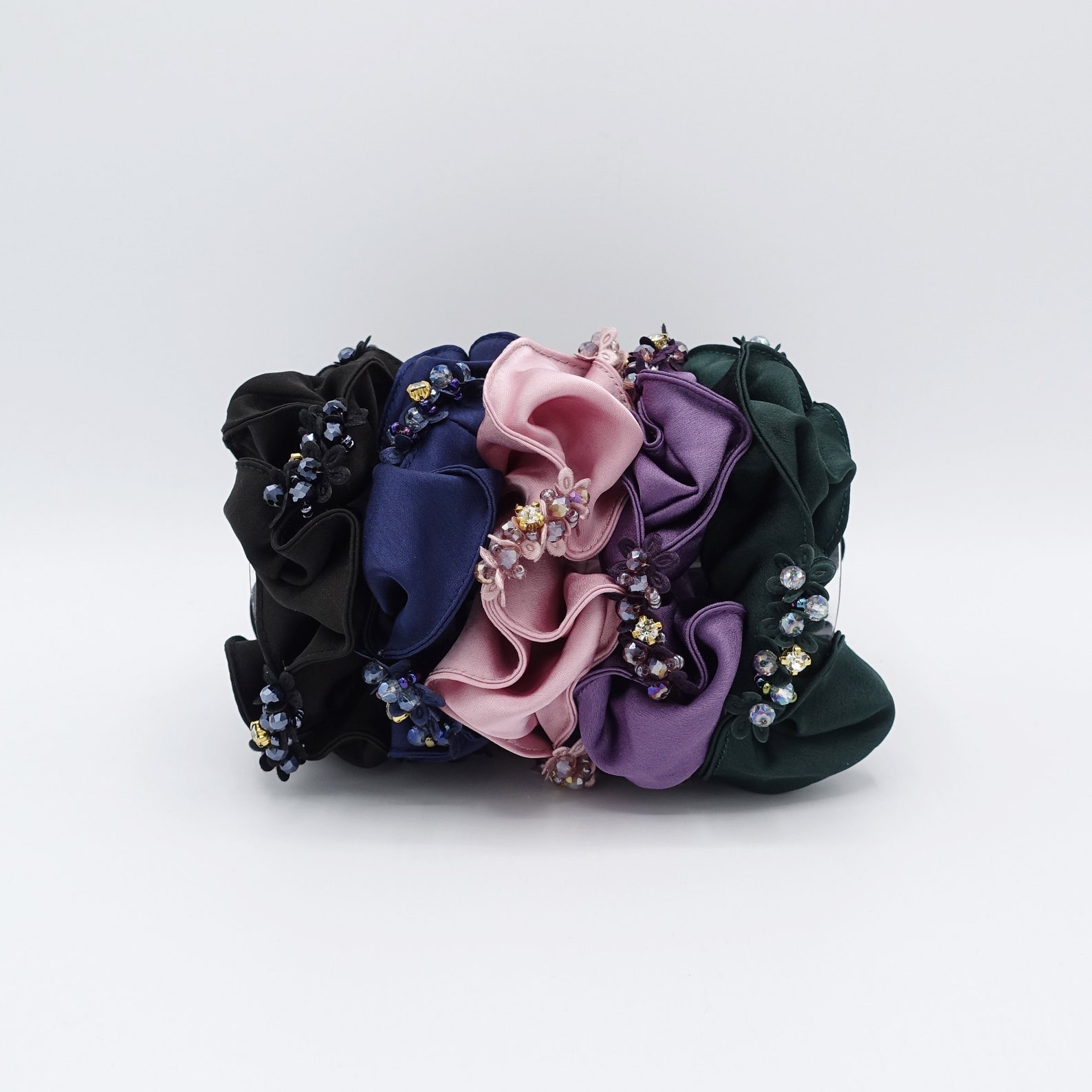 Satin Scrunchies Rhinestone Beads Embellished Scrunchie - Etsy