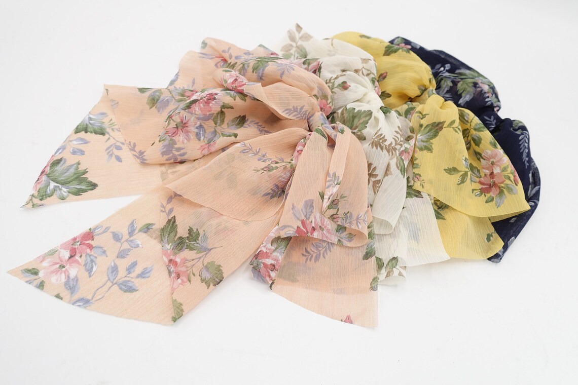 Chiffon Floral Layered Hair Bow Droopy Style Feminine - Etsy