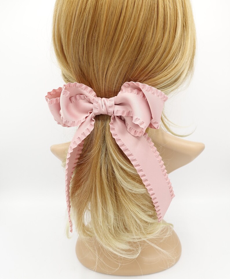Long Tail Frill Hair Bow Edge Decorated Women Hair French - Etsy Australia