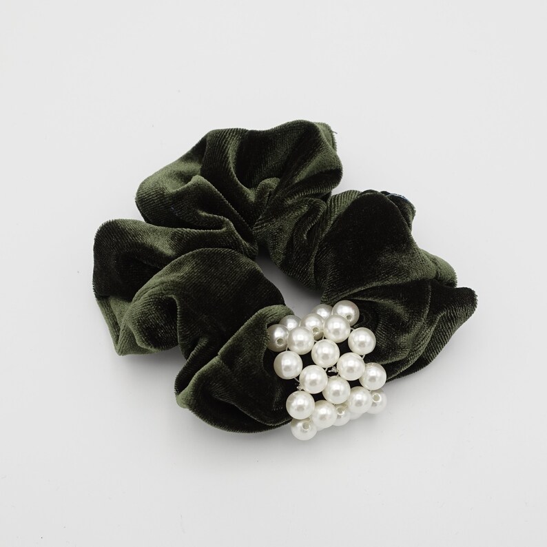 Pearl Embellished Velvet Scrunchies Women Scrunchy Hair Elastic Ties - Etsy