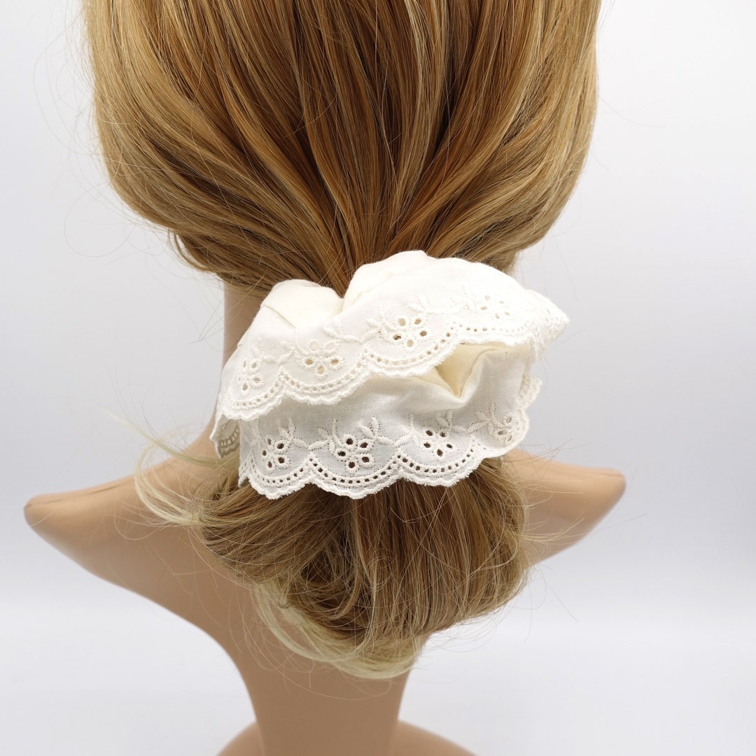 Eyelet Lace Scrunchies, Cotton Lace Scrunchies for Women - Etsy