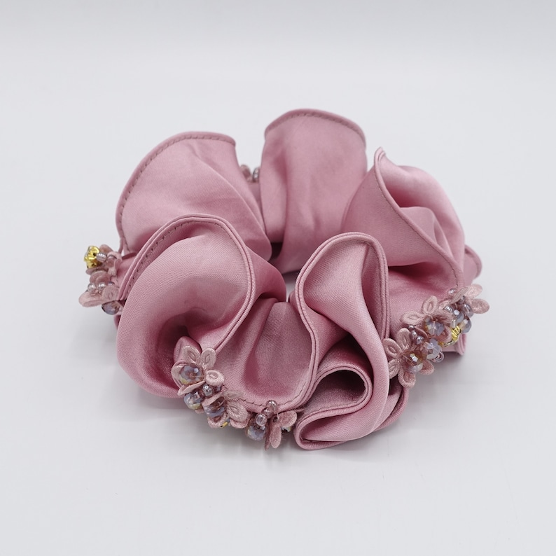Satin Scrunchies Rhinestone Beads Embellished Scrunchie - Etsy