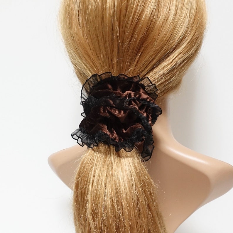 Mesh Trim Decorated Velvet Scrunchies Organdy Fabric Pretty - Etsy