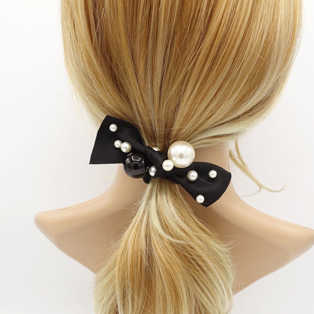 A Pack of Pearl Stud Embellished Hair Elastic Ponytail Holder Set - Etsy