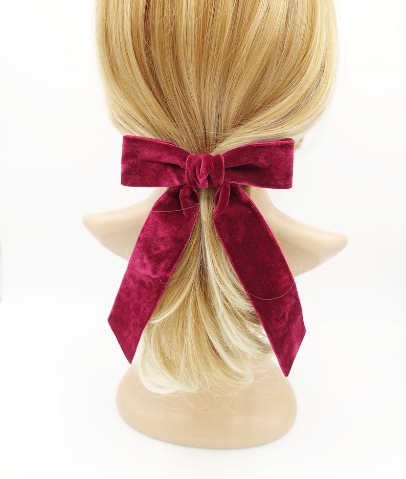 Velvet Hair Bow With Tail Double Faced Velvet Basic Women Hair - Etsy