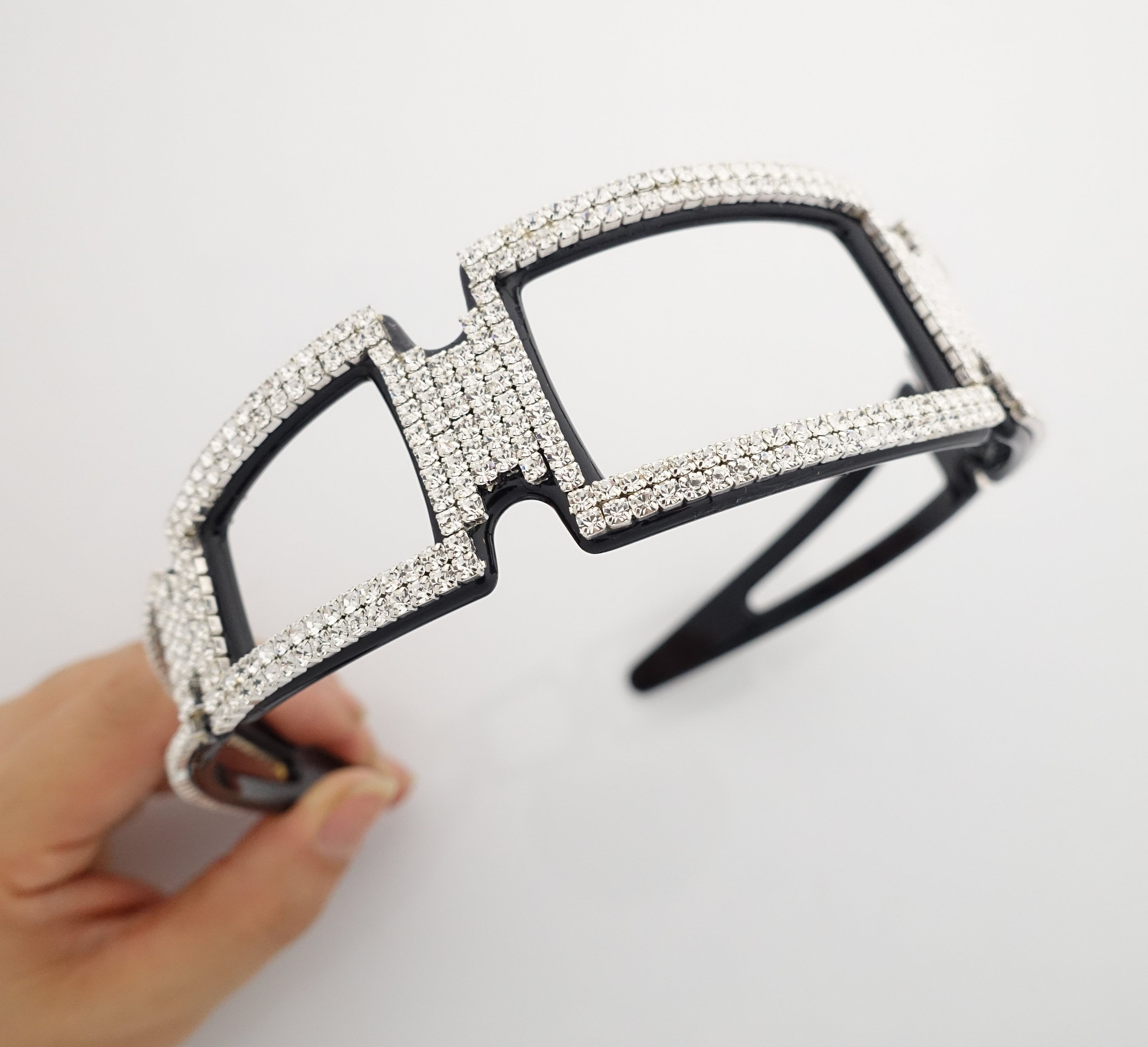 Rhinestone Decorated Headband Geometric Frame Jeweled Hairband Hair ...