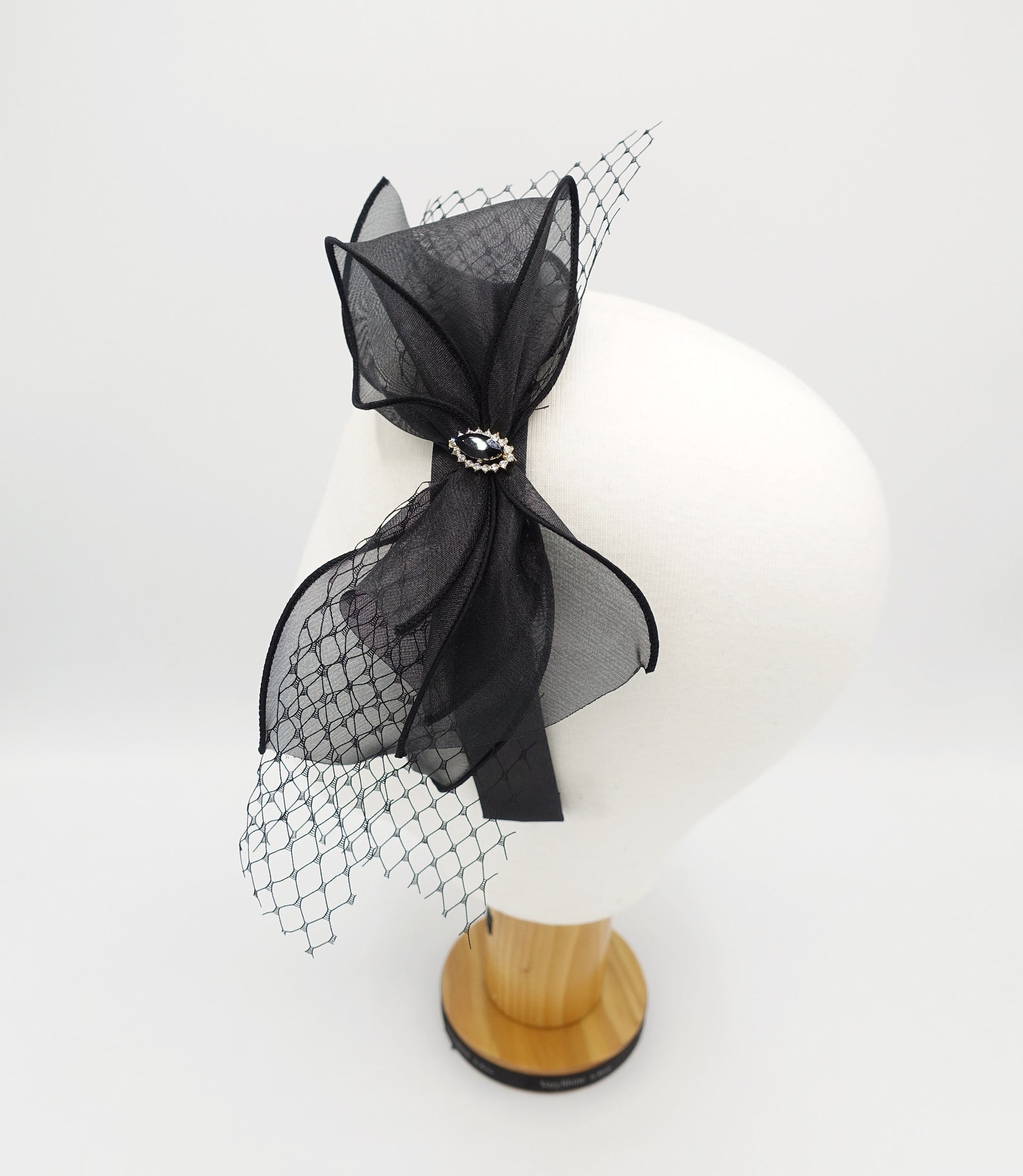 Black Organza Hair Bow Headband Tulle Net Bow Satin Hairband - Etsy