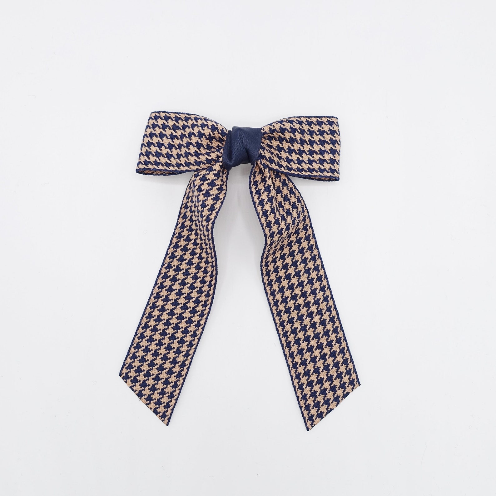 Houndstooth Longtail Hair Bow Check Basic Hair Barrette for Women - Etsy
