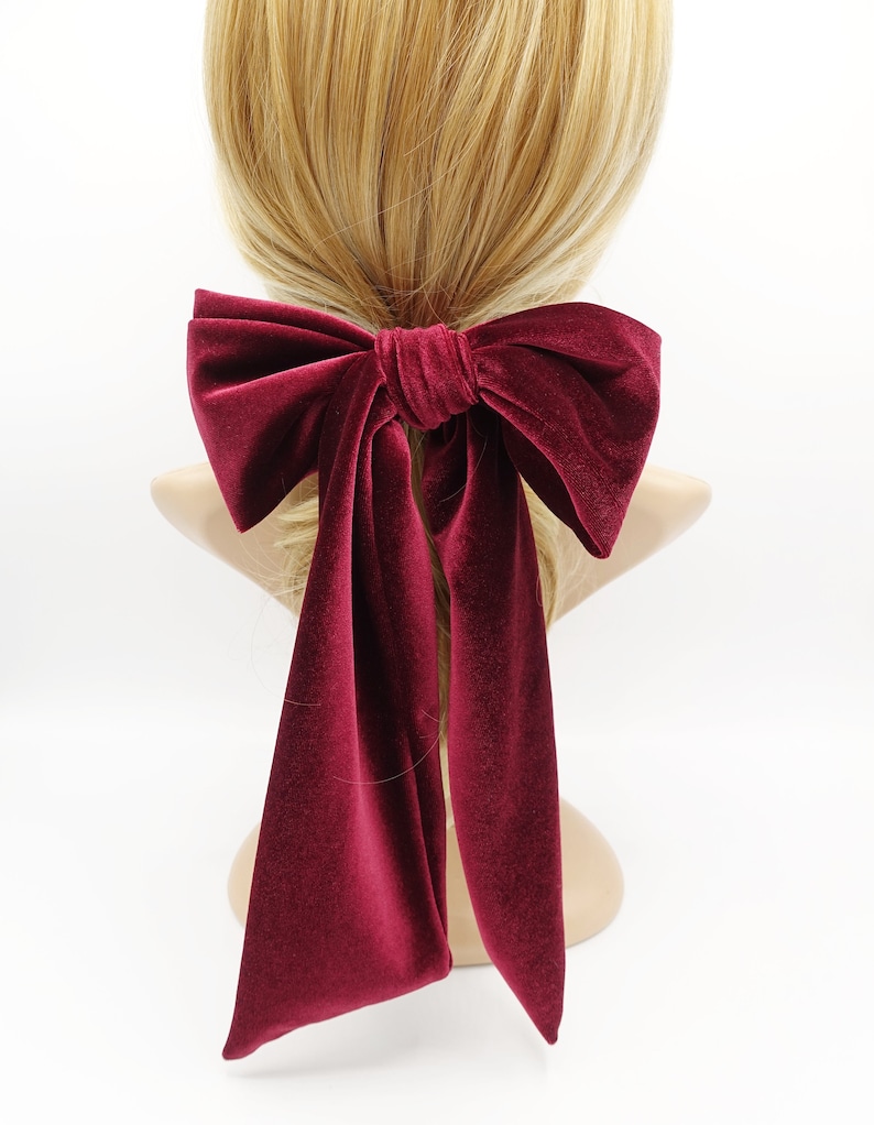 Long Giant Velvet Bow Hair Elastic Ponytail Holder - Etsy