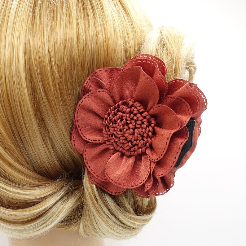 Flower Hair Claw Double Layered Petal Pistil Flower Hair Clamp | Etsy