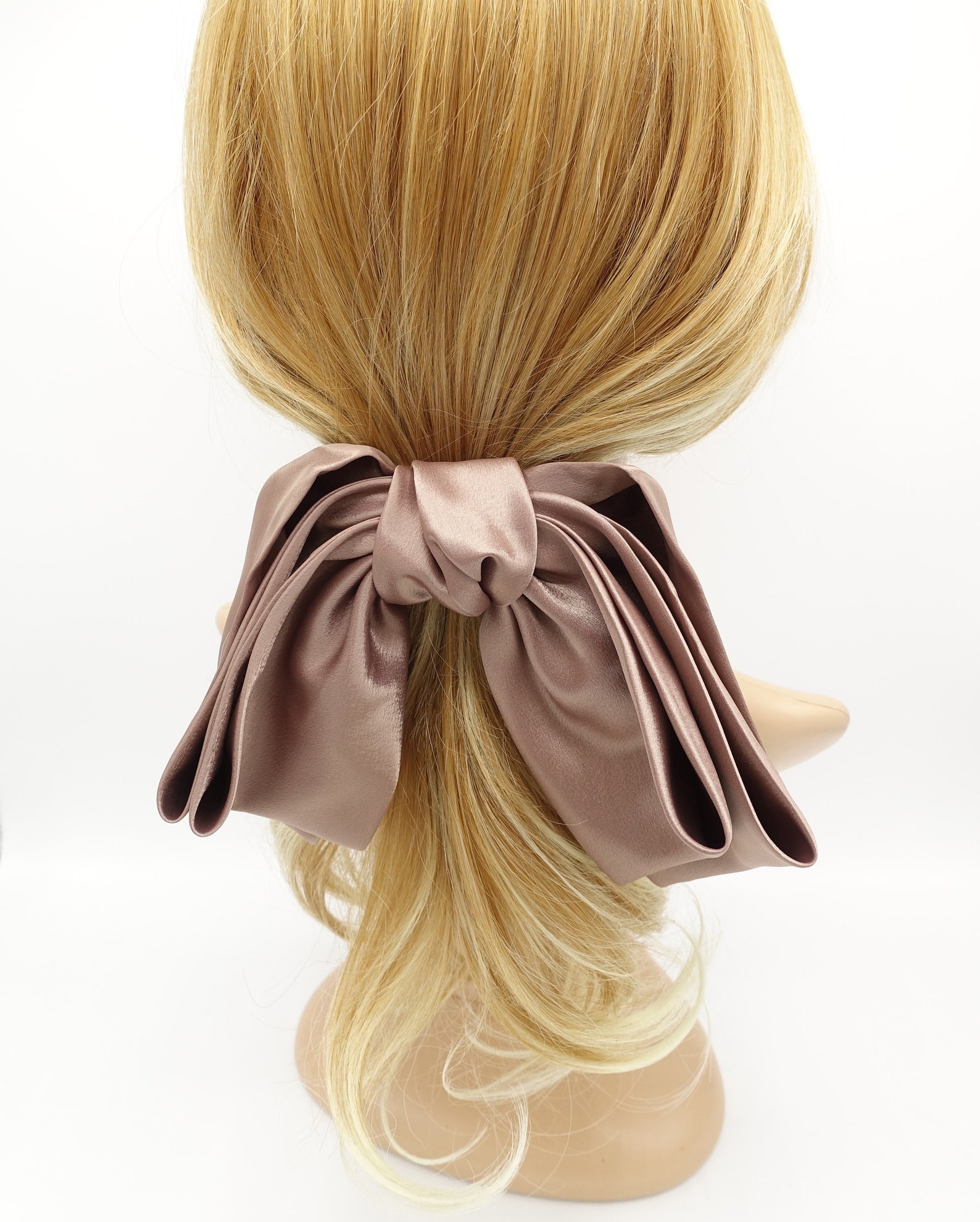 Glossy Satin Large Hair Bow Double Layered Droopy Bow Hair | Etsy