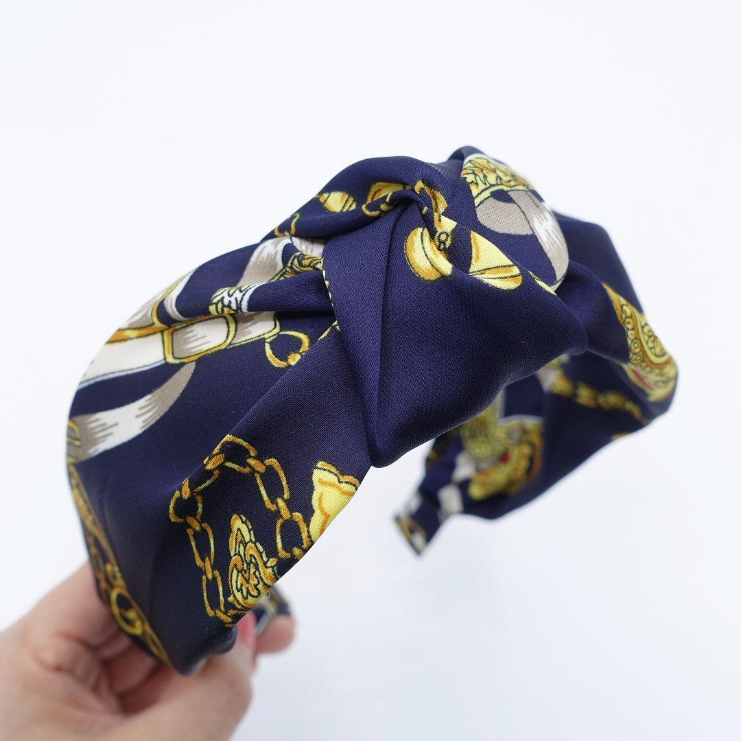Satin Chain Strap Print Knotted Headband - Etsy