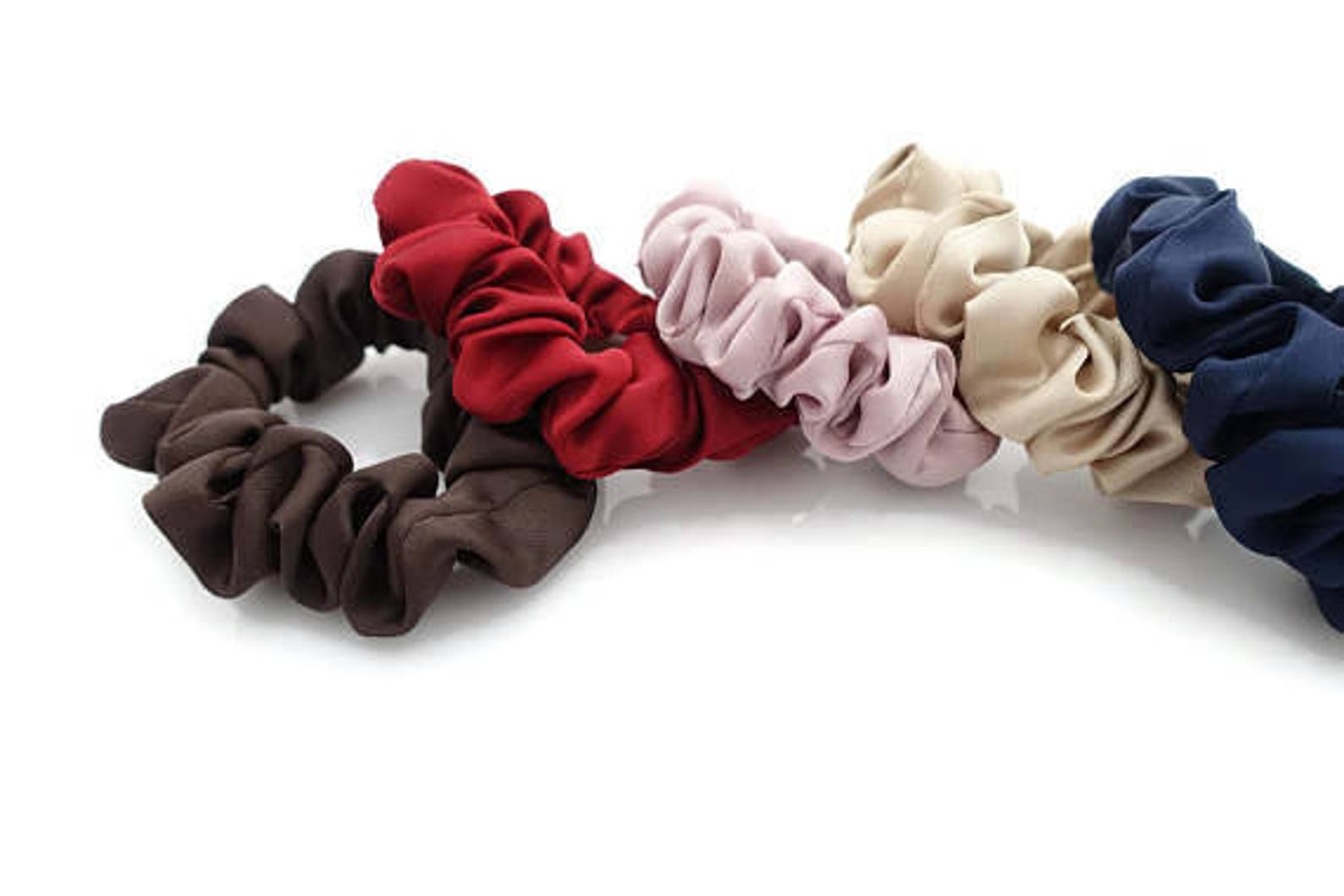 A Set of 6 Thin Satin Scrunchies Ponytail Holder Women Scrunchie Pack ...