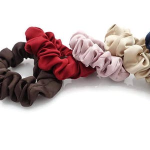 A Set of 6 Thin Satin Scrunchies Ponytail Holder Women Scrunchie Pack ...