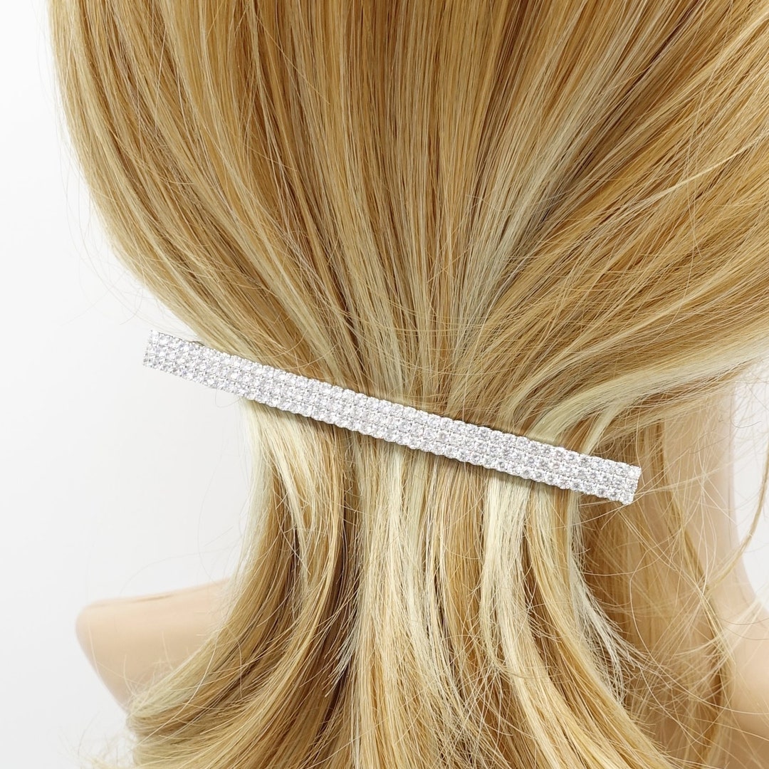 Sparkly Cubic Zirconia Hair Barrette: Simple Rectangle Clip - Etsy