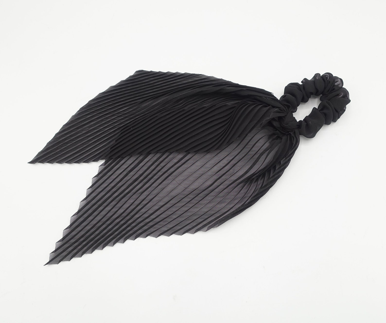 Pleated Scrunchies Chiffon Bow Long Tail Scarf Hair Tie Scrunchie Women ...