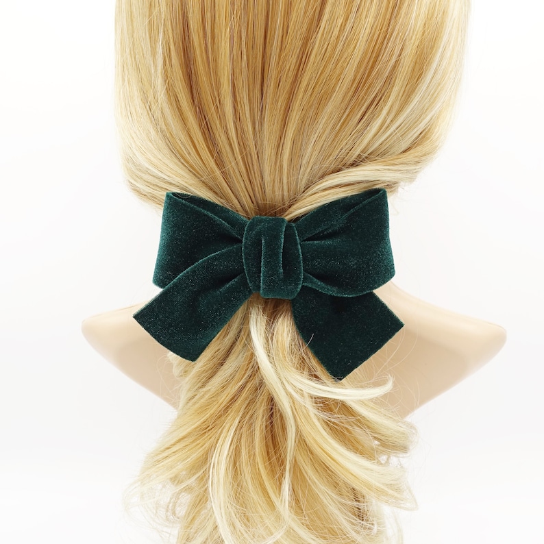 Medium velvet cross bow french barrette basic Fall Winter hair | Etsy