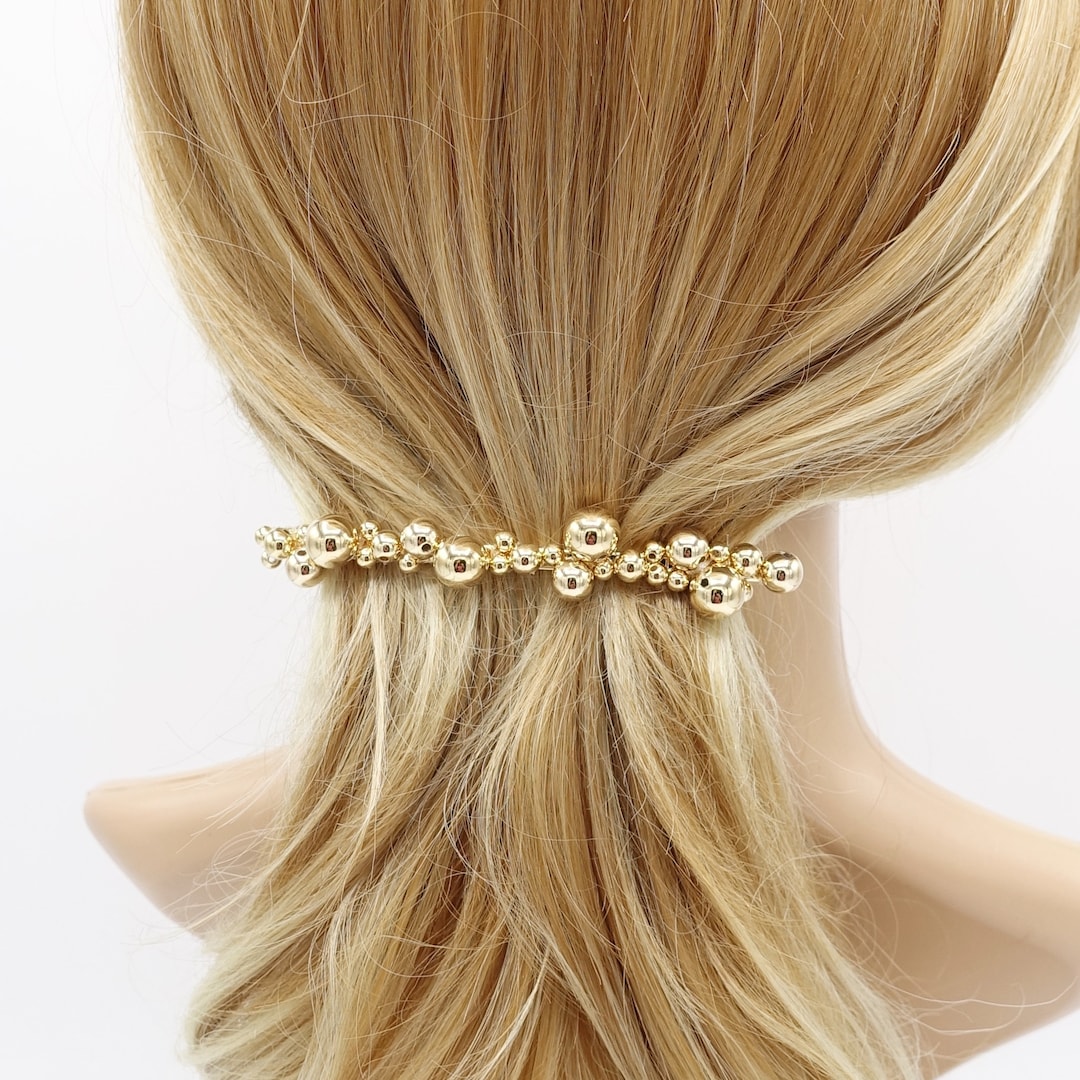 Gold Ball Beaded Hair Barrette for Women - Etsy