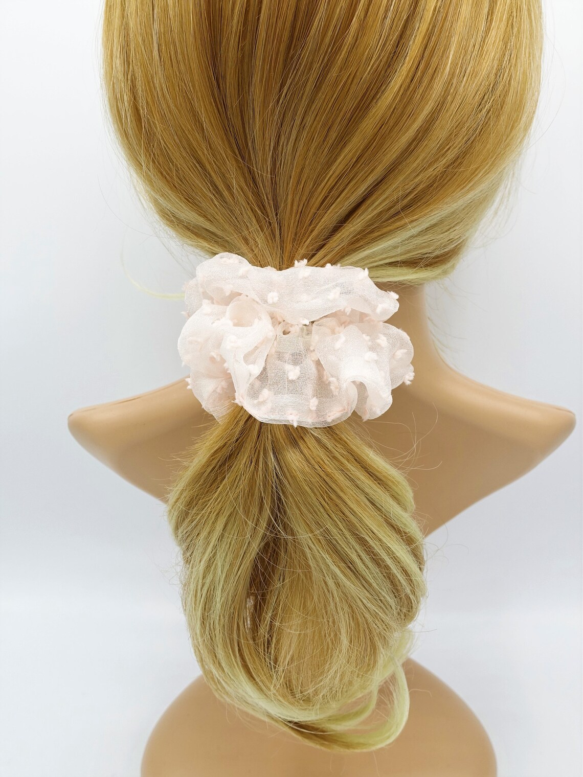 Mesh translucent scrunchies fuzzy fabric dot scrunchie women | Etsy