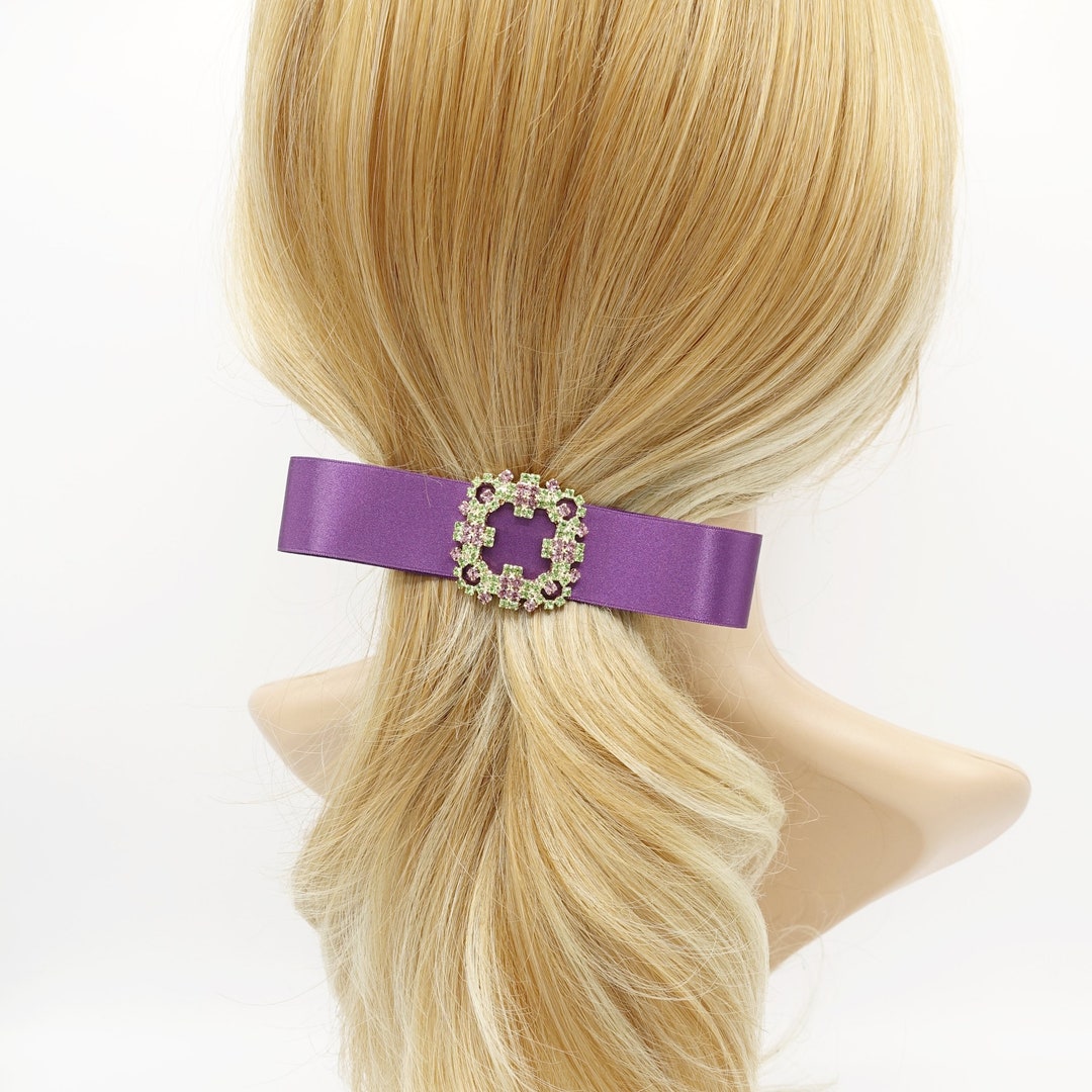 Jeweled Buckle Satin Hair Bow Luxury Hair Accessory for Women - Etsy