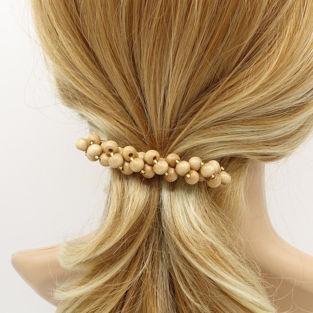 Wood Ball Hair Barrette - Etsy