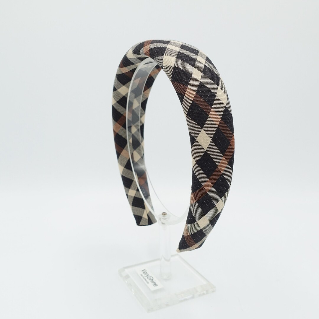 Diagonal Plaid Check Headband Padded Hairband Basic Hair Accessory for ...