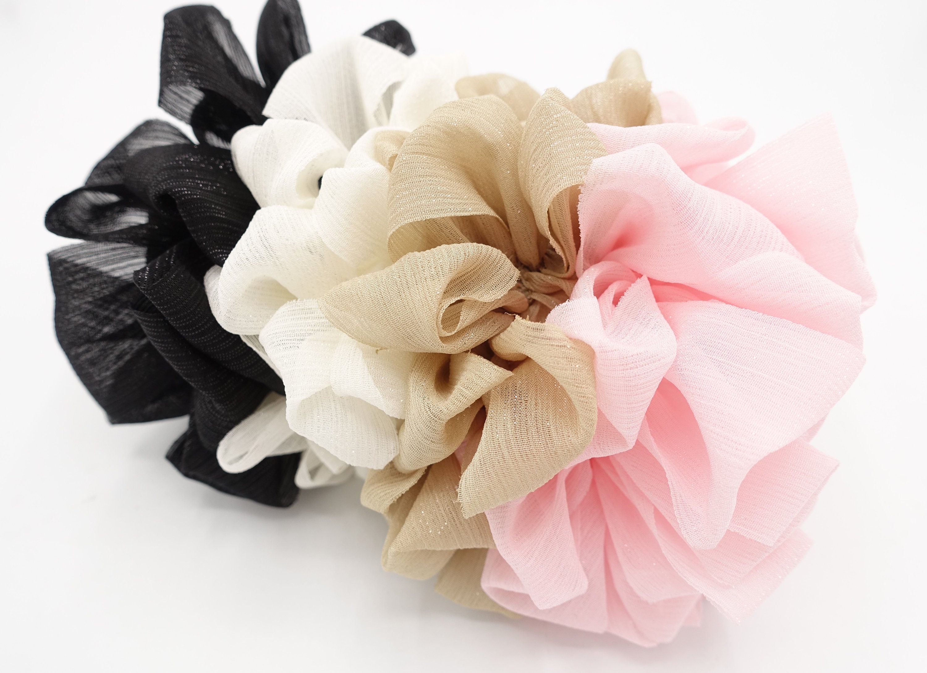 Crinkled chiffon loop wave hair scrunchies women hair elastic | Etsy