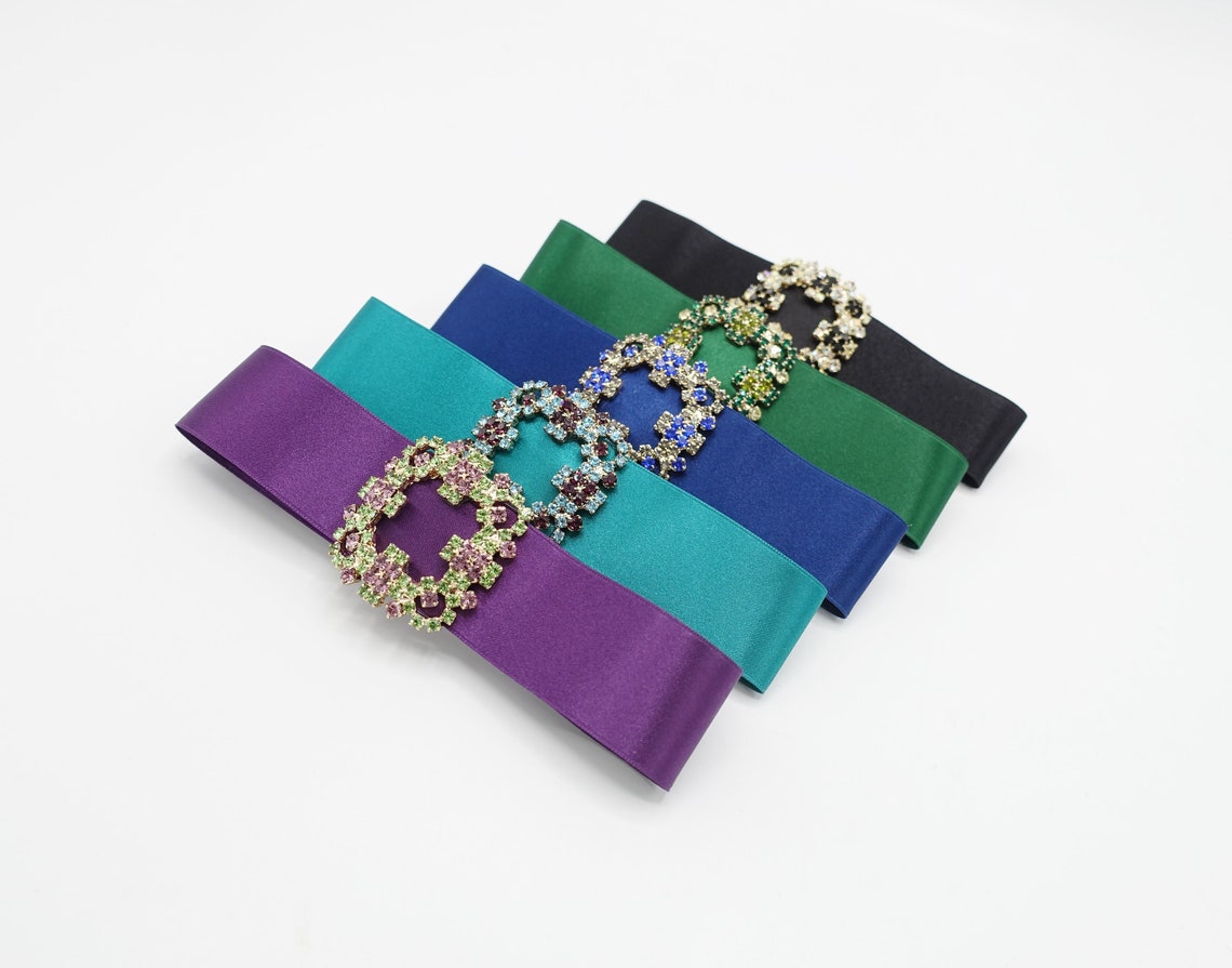 Jeweled buckle satin hair bow luxury hair accessory for women | Etsy