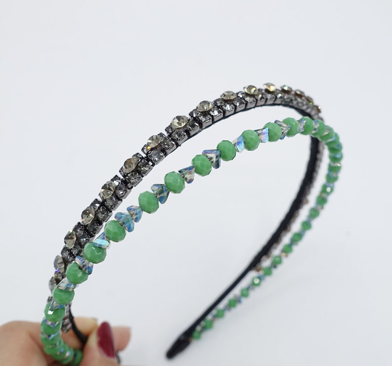 Jeweled Double Headband Rhinestone Crystal Embellished - Etsy