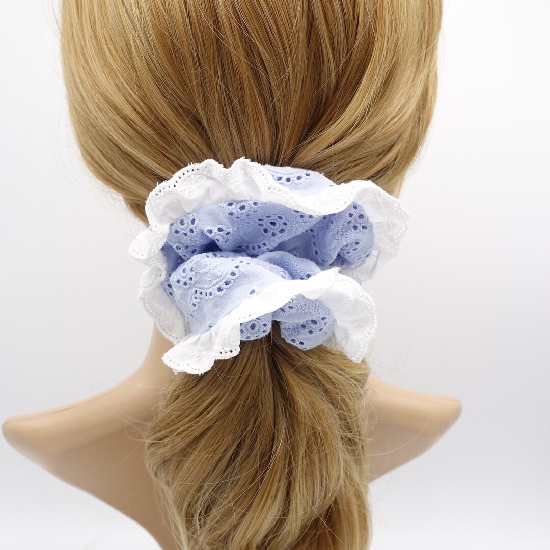 Eyelet Lace Scrunchie: Cotton Hair Tie for Women - Etsy
