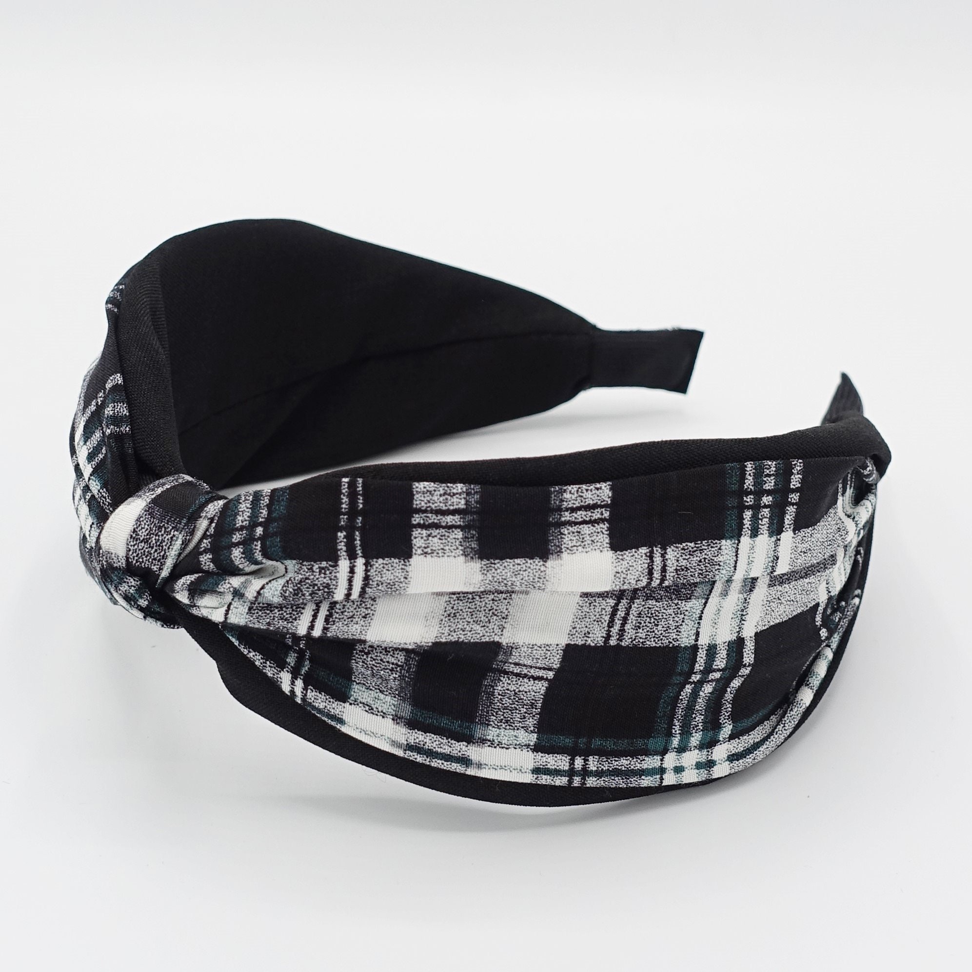 Plaid Check Headband Layered Knot Hairband Causal Woman Hair Accessory ...