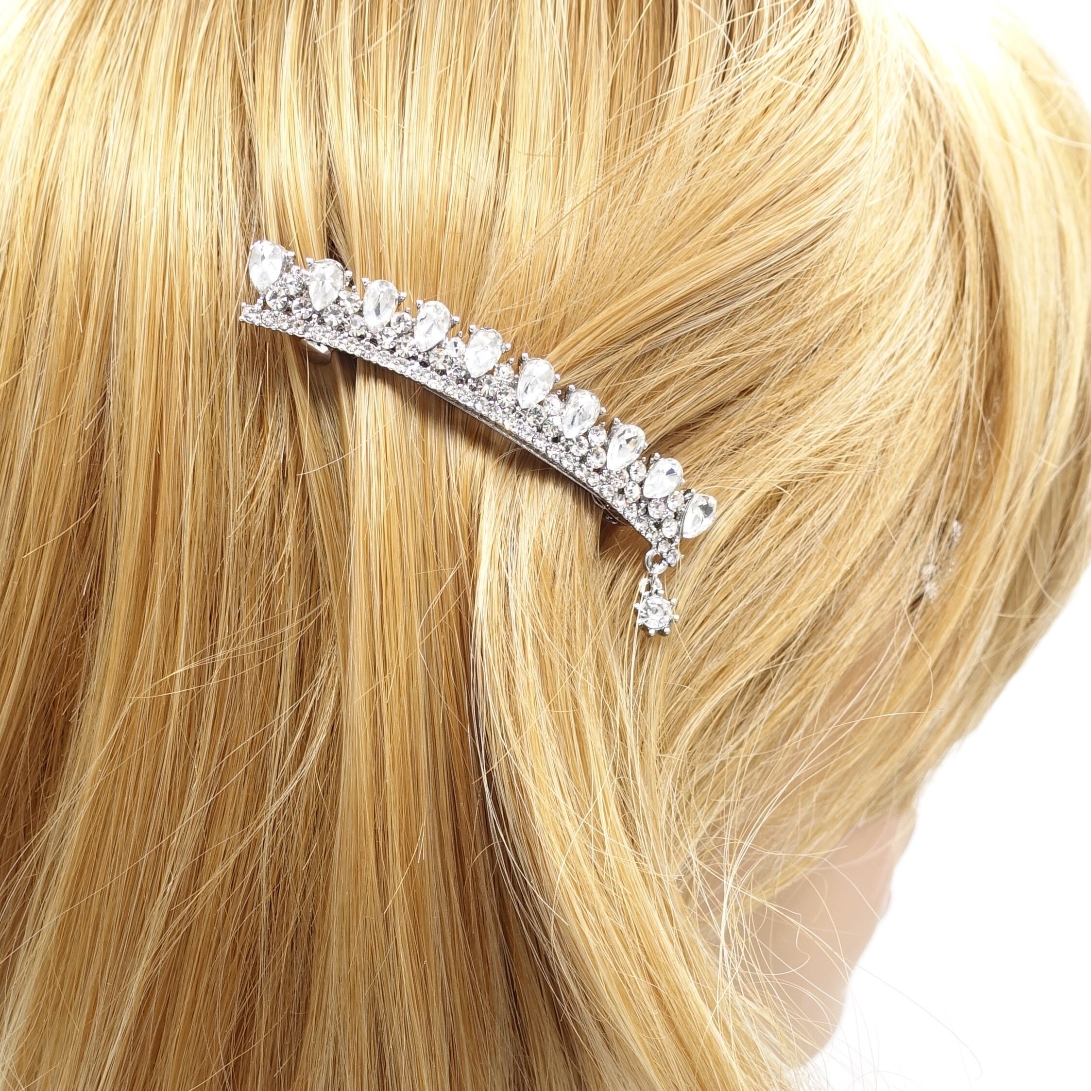 Water Drop Rhinestone Hair Barrette Crown Motif Half-up Half - Etsy
