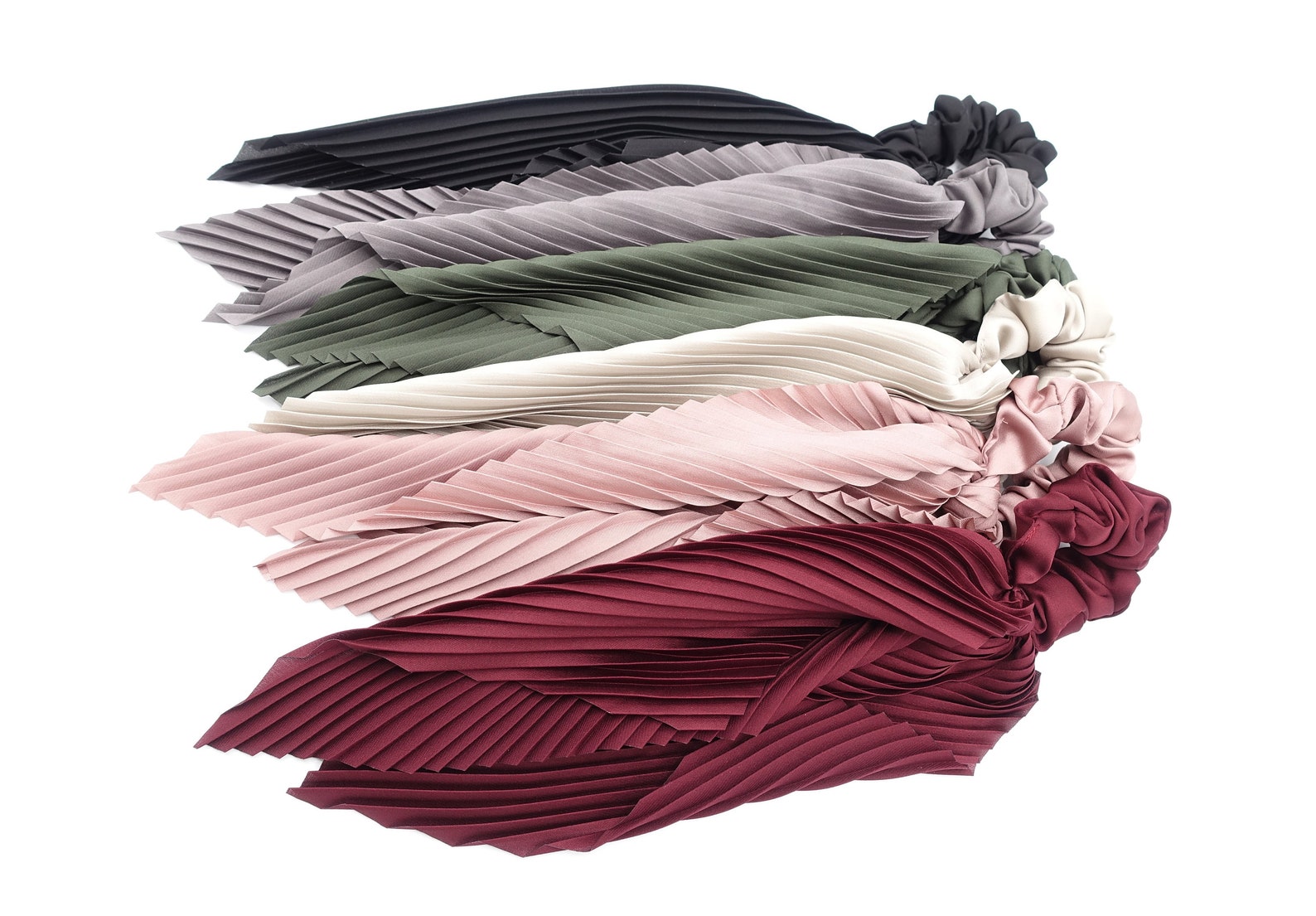 Pleated Scrunchies Tailed Glossy Hair Elastic Hair Accessory for Women ...