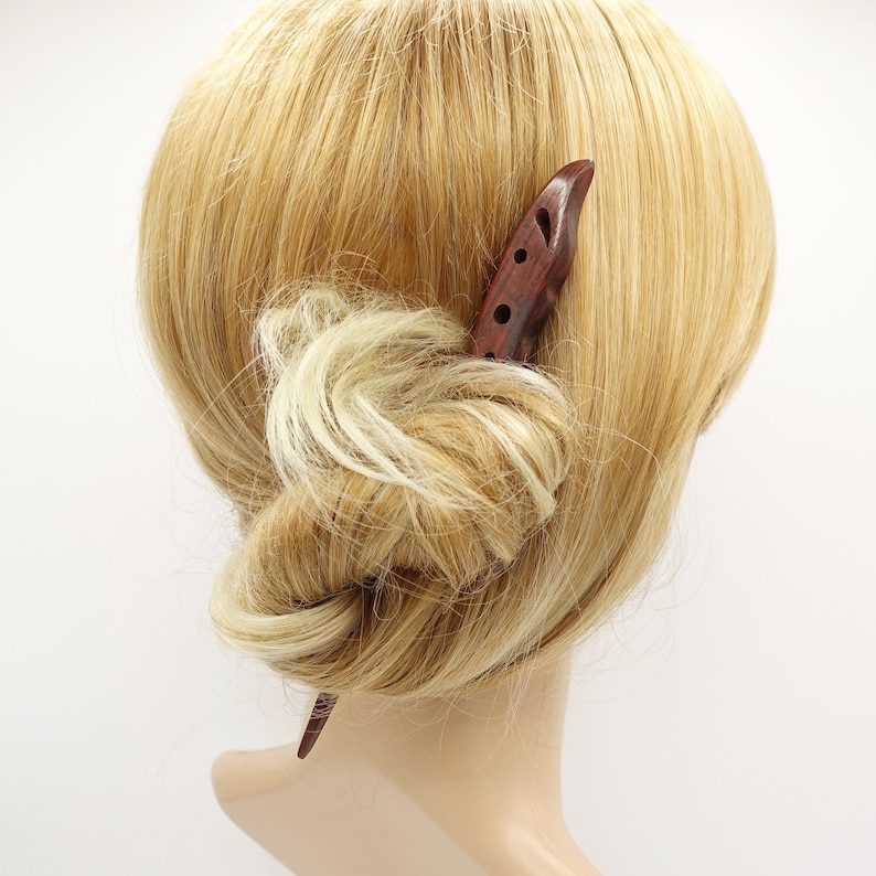 Wood carved motif hair stick | Etsy