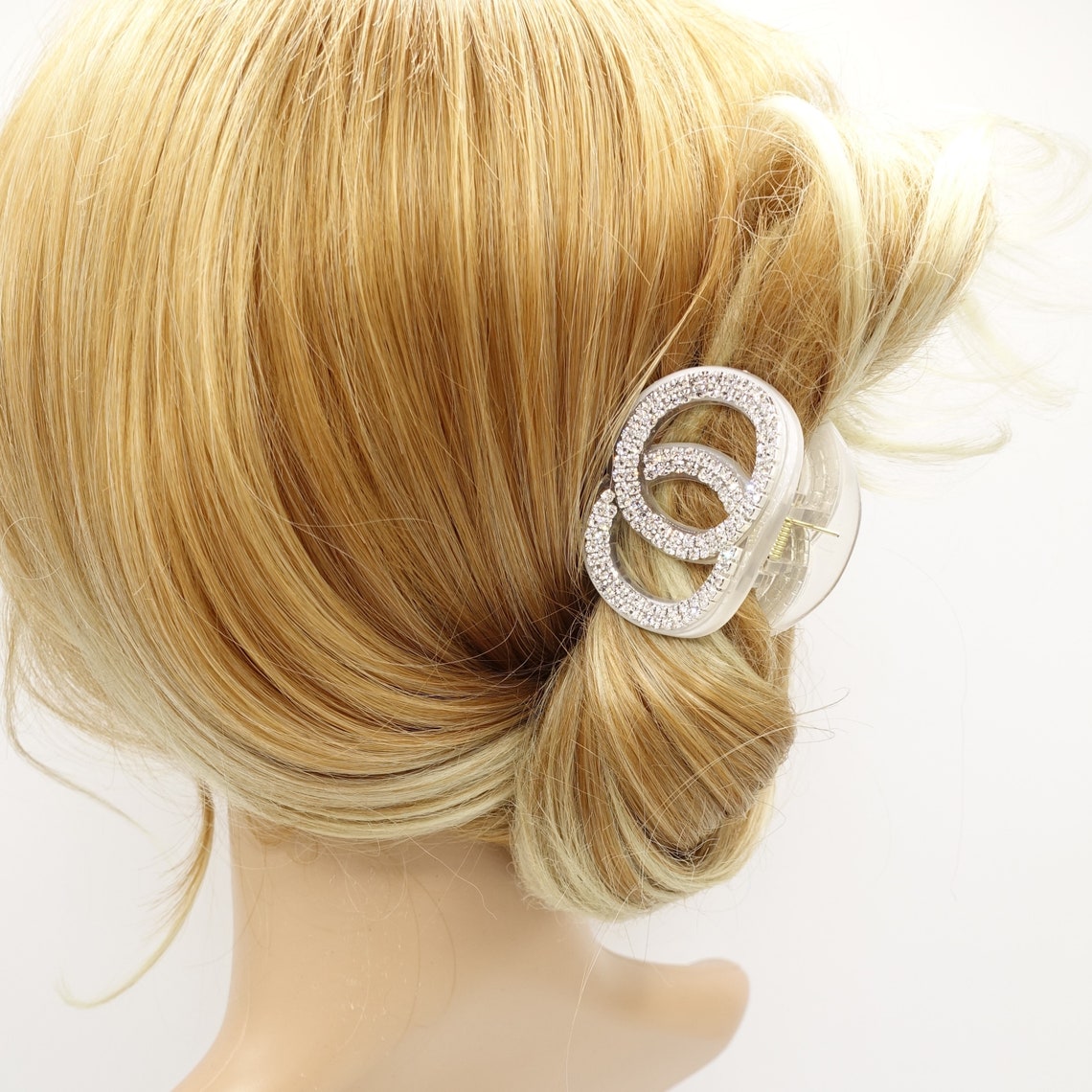 Small Rhinestone Hair Claw Circle Dissolve Half up Half Down - Etsy