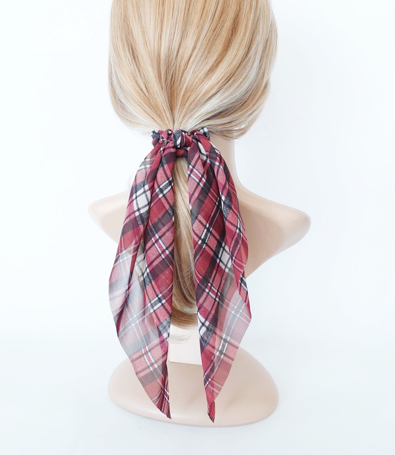 Plaid Check Tail Scrunchies Sheer Hair Accessory for Women - Etsy
