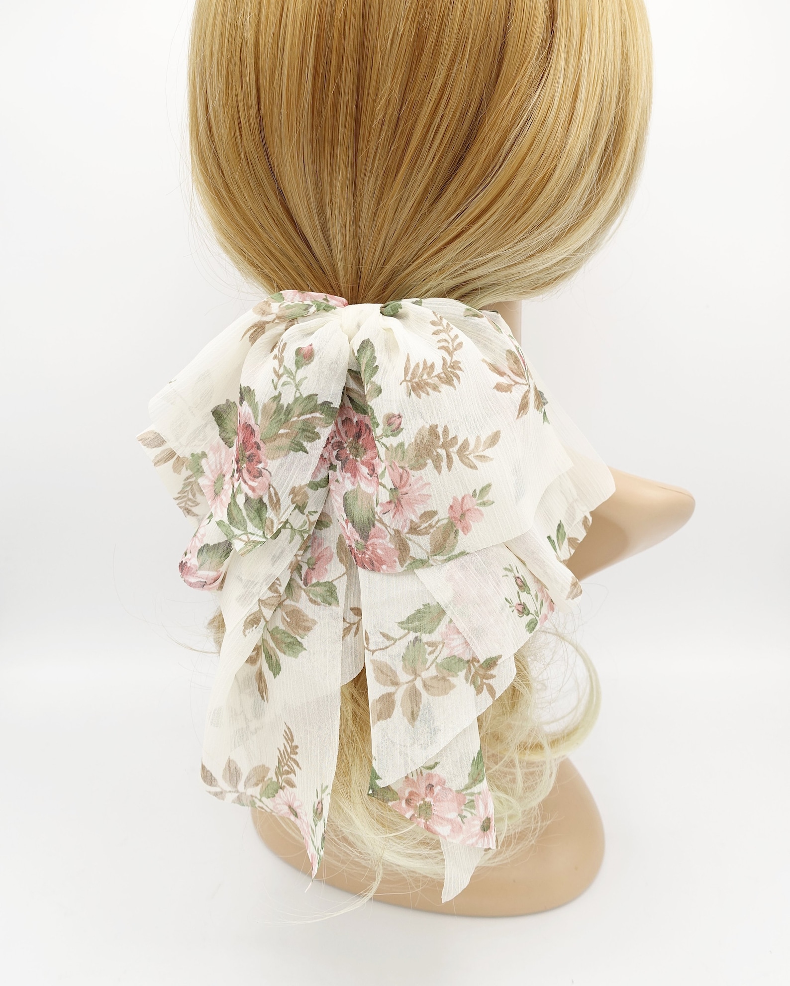 Chiffon Floral Layered Hair Bow Droopy Style Feminine - Etsy