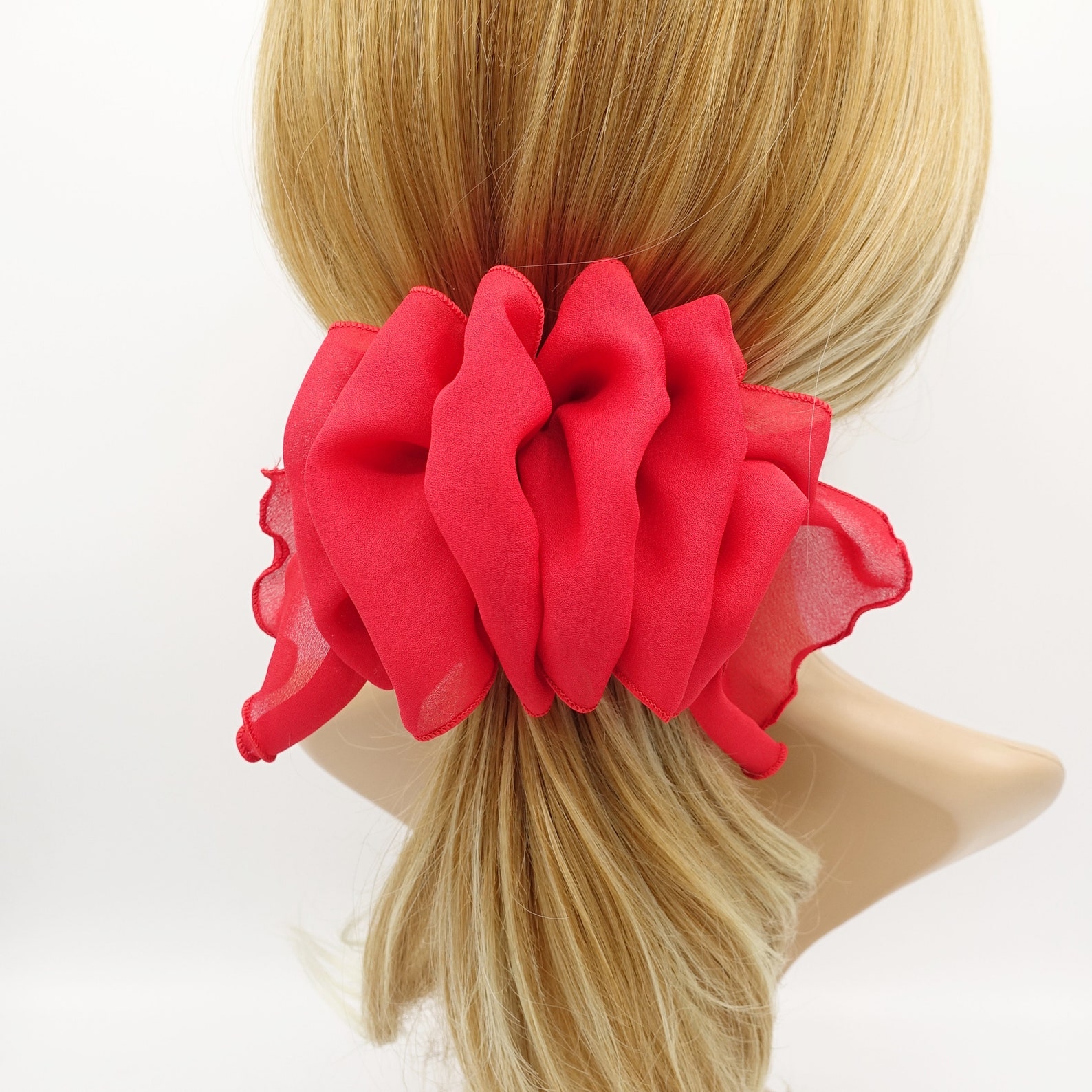 Chiffon Ruffle Flower Hair Barrette Woman Hair Accessory - Etsy